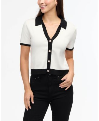 Ellen Tracy Women's Polo Sweater with Contrast Tipping - Macy's