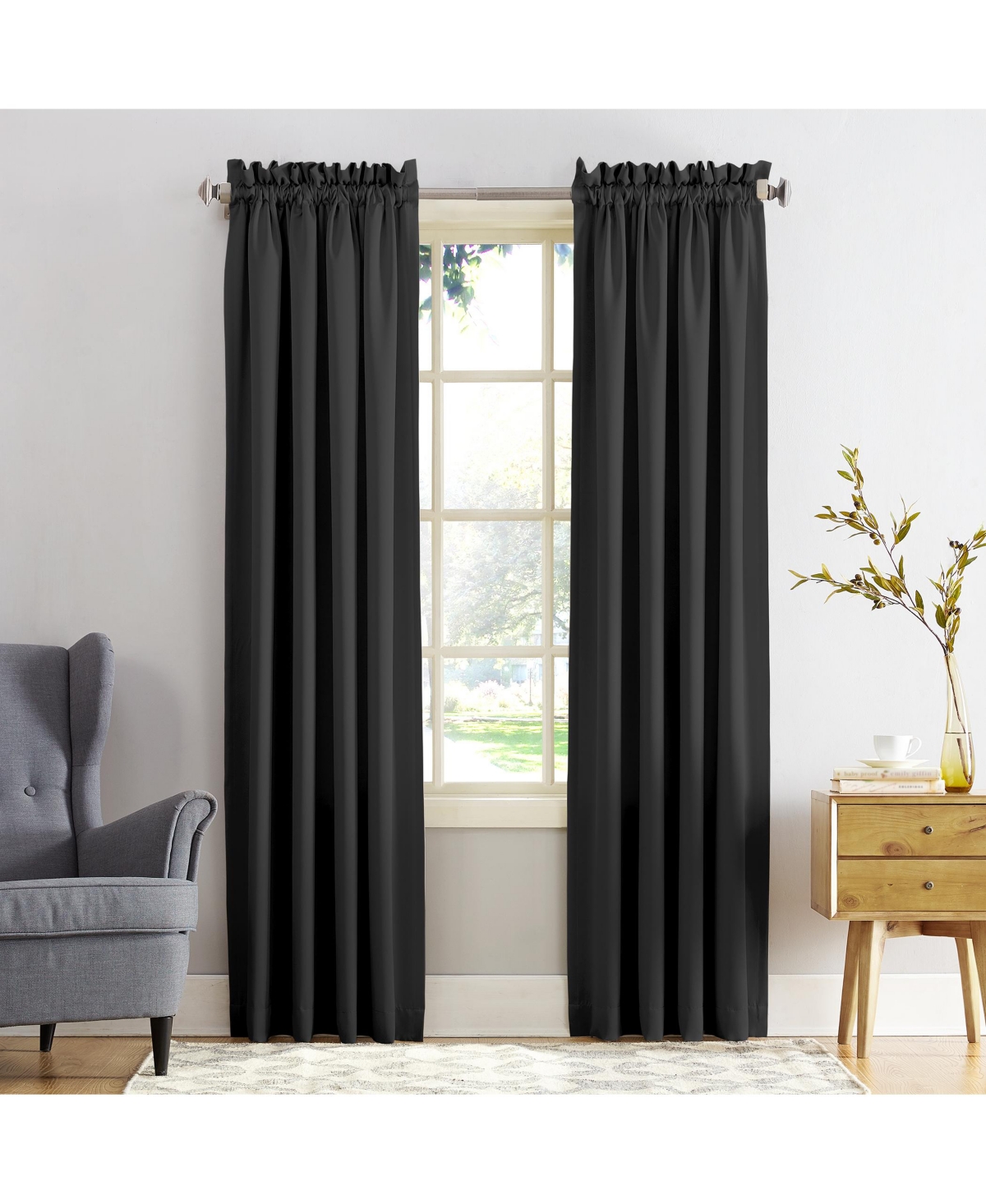 Click here for Grant Room Darkening Rod Pocket Curtain Panel - Bl... prices