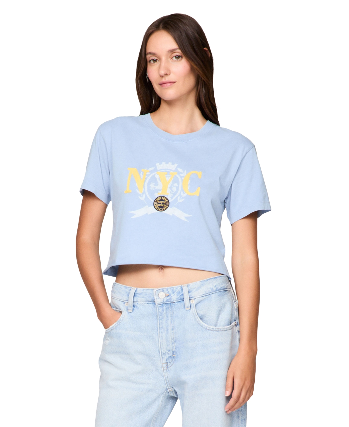Click here for Tommy Jeans Womens Cotton Crop Varsity Crewneck Te... prices