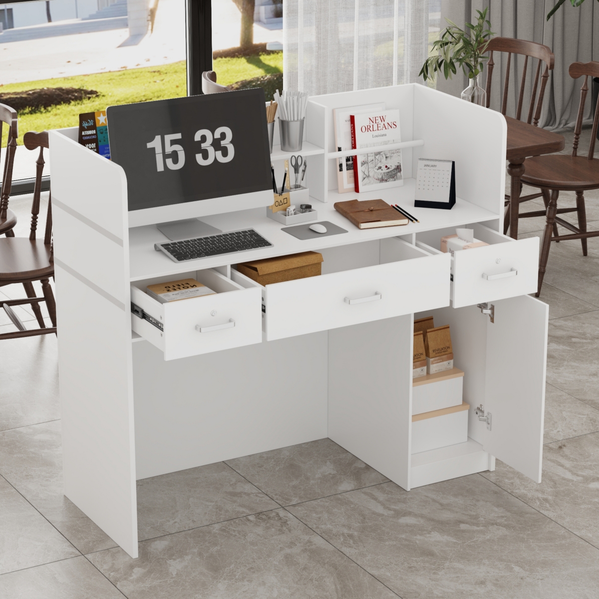 Click here for Computer Desk with Drawers  White Office Desk with... prices