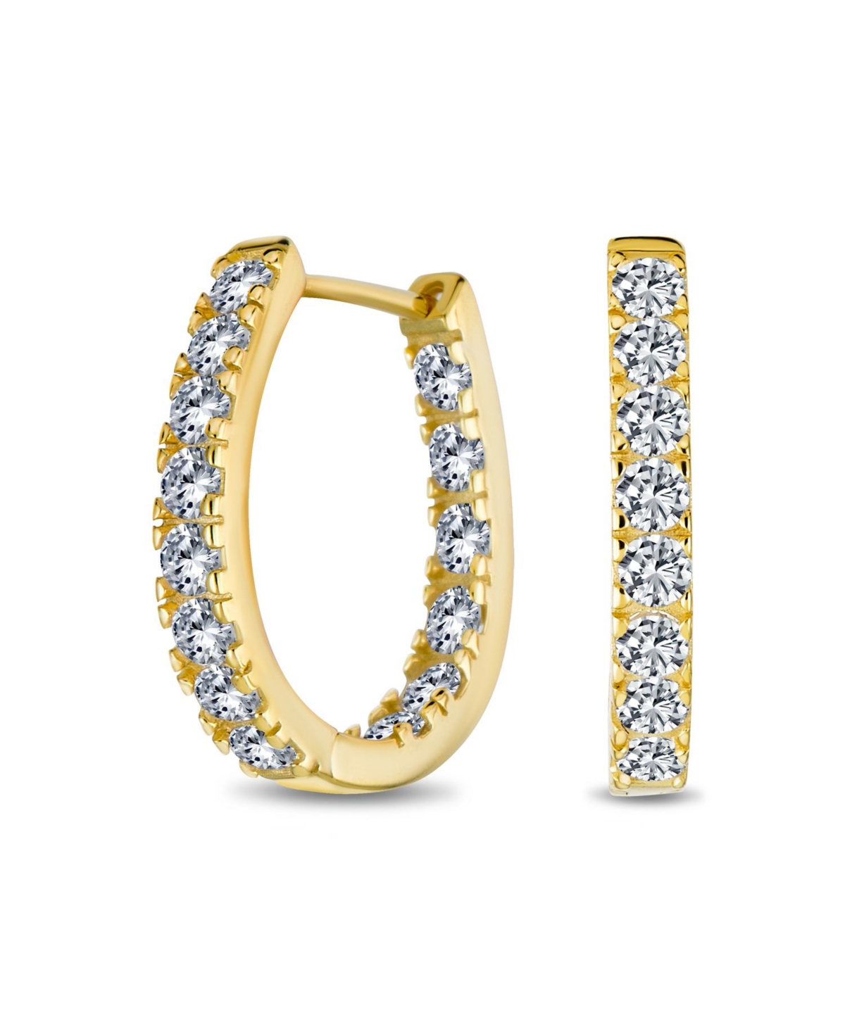 Click here for Bling Jewelry Classic Oval Cz Hoop Earrings Black... prices