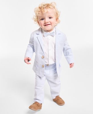 First Impressions Baby Boys Seersucker Blazer, Button-Up Shirt, Bow-Tie, & Pants, Exclusively at ...
