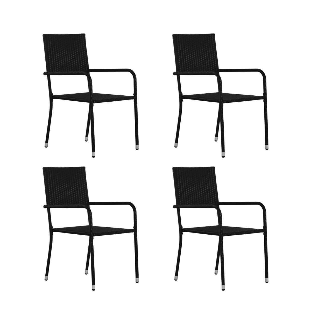 Click here for Patio Dining Chairs 4 pcs Stackable Black Poly Rat... prices