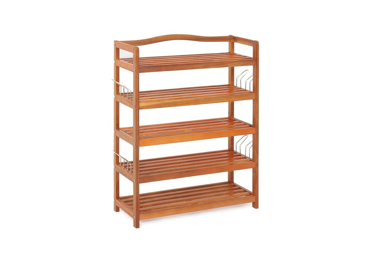 Click here for 5-Tier Acacia Wood Shoe Rack with Side Metal Hooks... prices