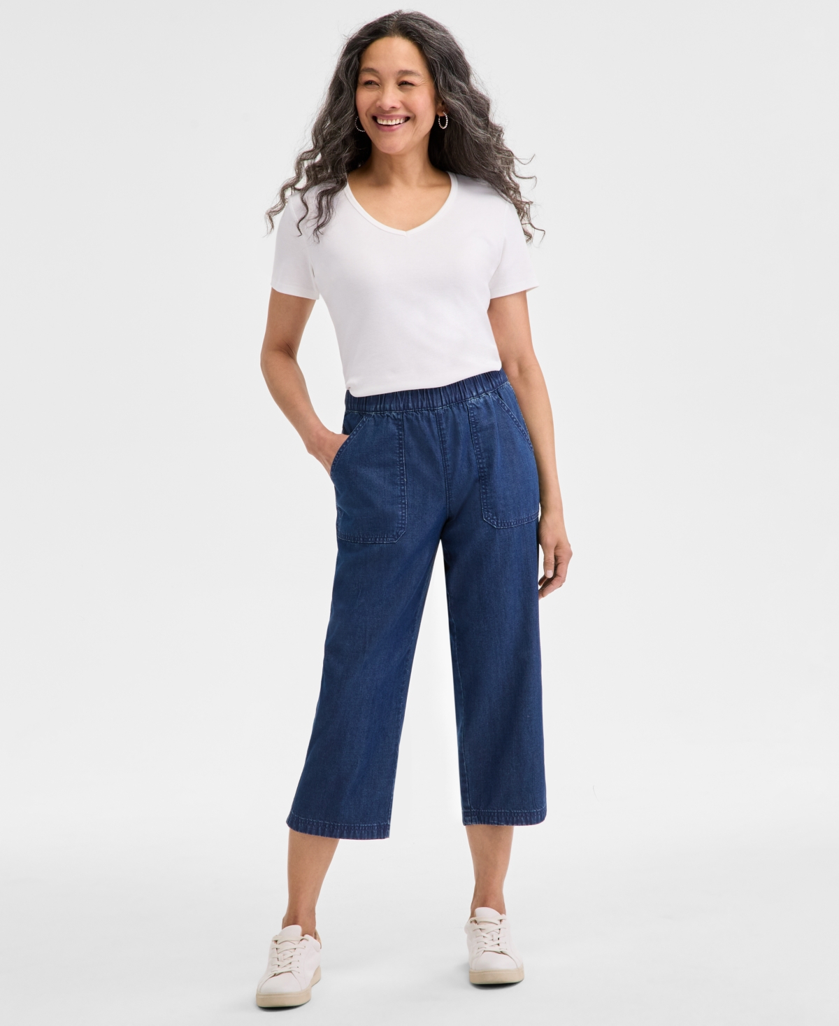 Click here for Style & Co Womens Petite Mid-Rise Pull-On Capri Pa... prices