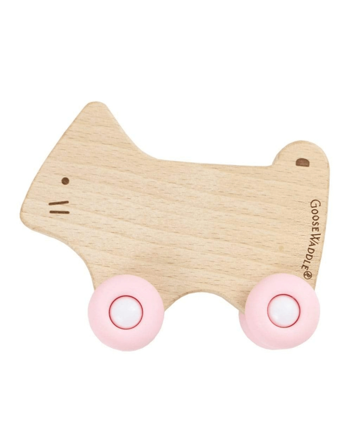 Click here for GooseWaddle Pink Kitten Silicone + Wood Teether Wi... prices