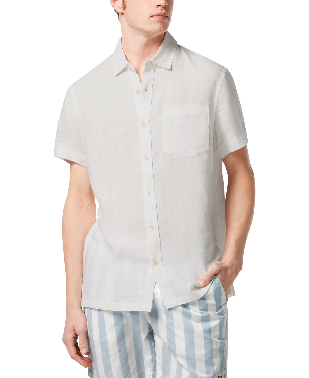Click here for Scotch & Soda Mens Regular-Fit Button-Down Linen S... prices