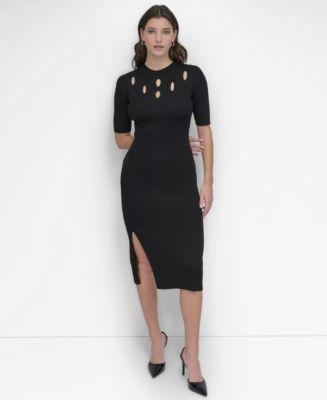 DKNY Women's Short Sleeve Grated Yoke Sweater Dress - Macy's