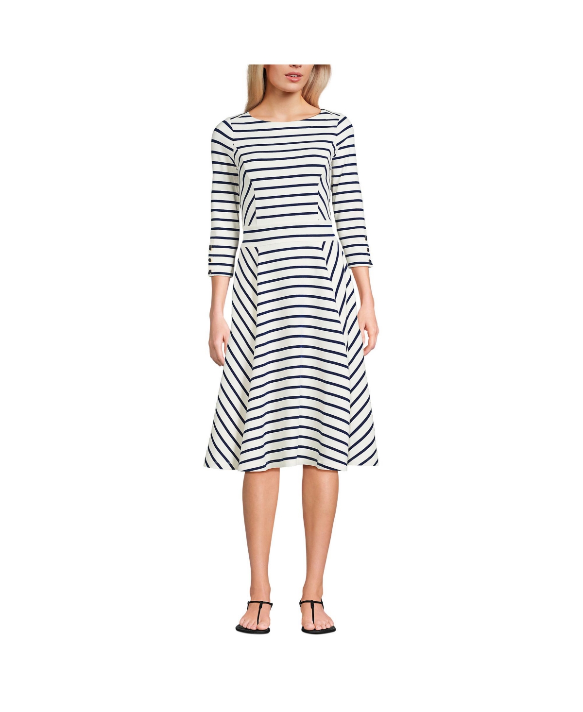 Click here for Lands End Womens Starfish 3/4 Sleeve Dress - Ivory... prices