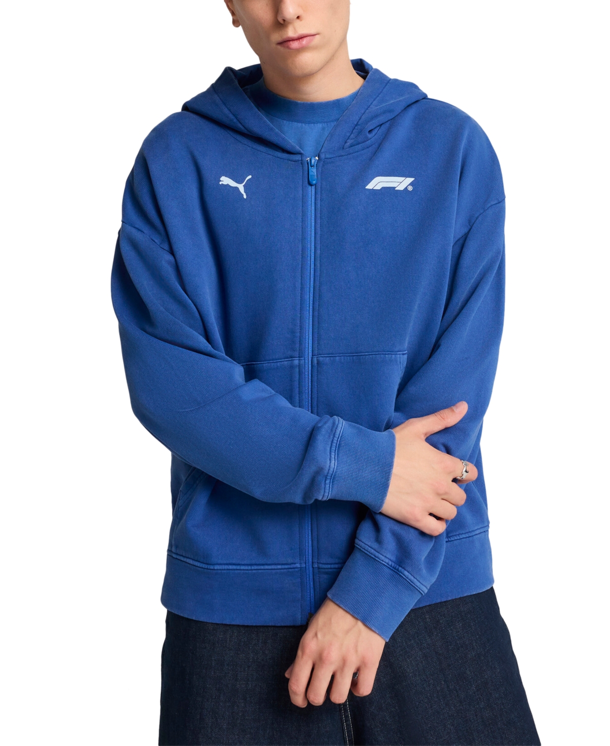 Click here for Puma Mens F1 Graphic Full-Zip Hoodie - Blue prices