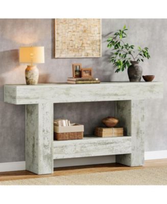 Tribesigns 63-Inch Long Console Table, Farmhouse Entryway Table with Storage, Rustic Wood Sofa ...