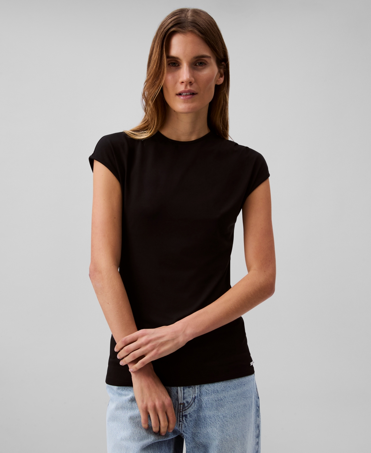 Click here for Calvin Klein Womens Slim-Fit Matte Jersey Crewneck... prices