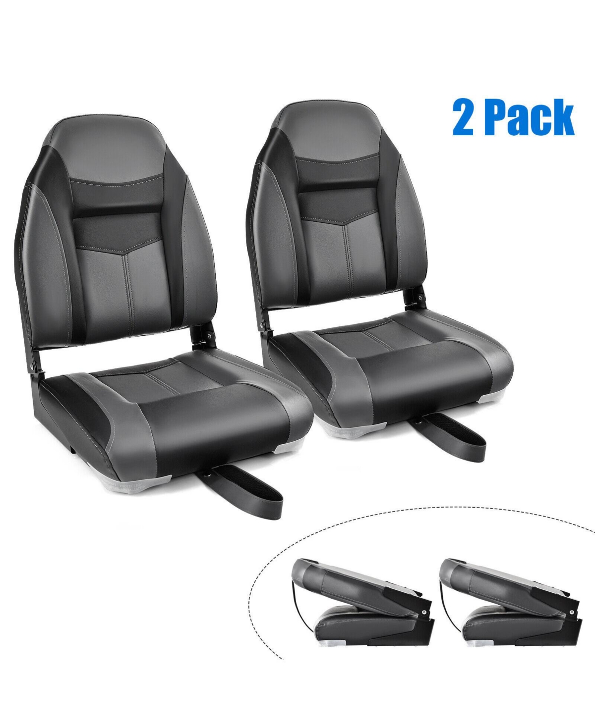 Click here for High Back Folding Boat Seats with Black Grey Spong... prices