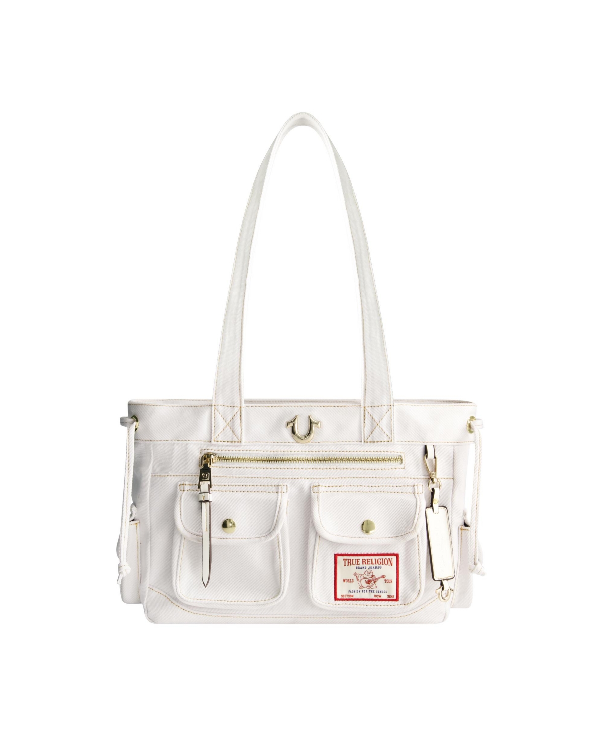Click here for True Religion Multi-Pocket Denim Tote - White prices