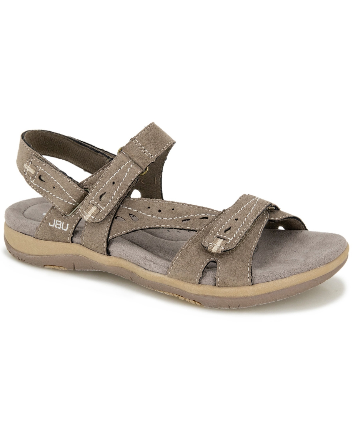 Click here for Jbu Womens Stephie Wide Flat Sandal - Brown prices