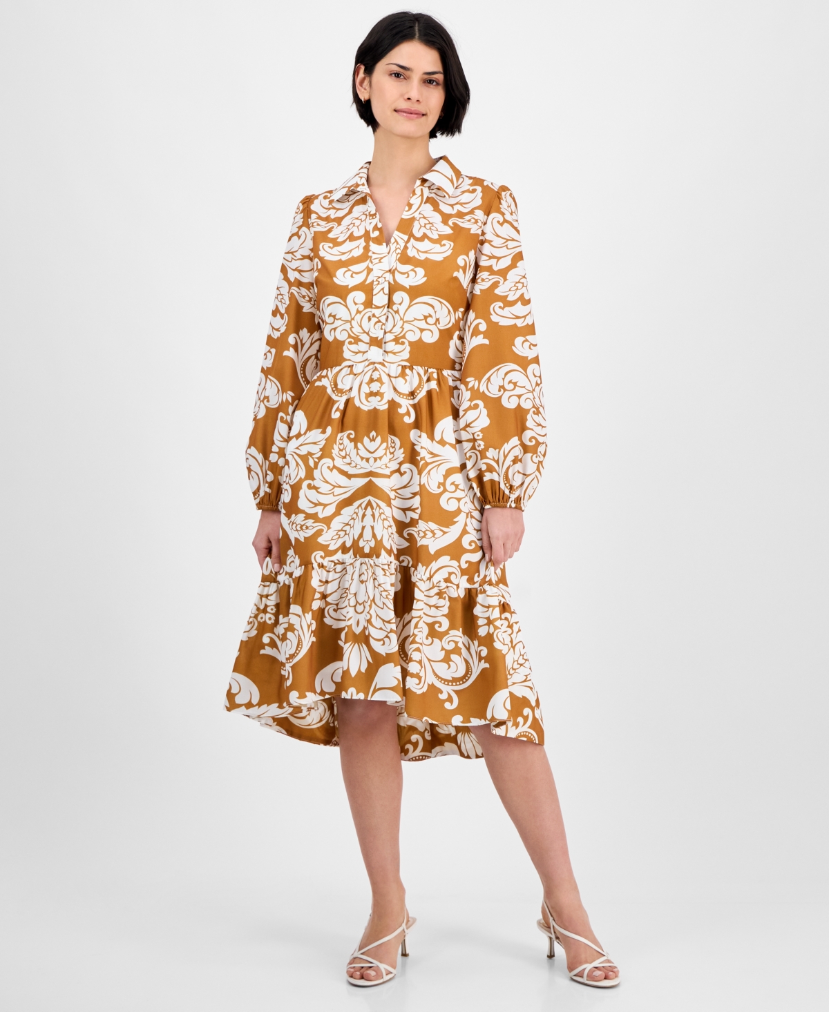 Click here for julia jordan Womens Printed Shirtdress - Camel/whi... prices