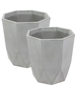 Indoor/Outdoor Modern Faceted Polyresin Flower Pot Planter - 14.75 ...