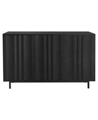 Wave Pattern Storage Cabinet with 2 Doors and 2 Drawers, Adjustable ...