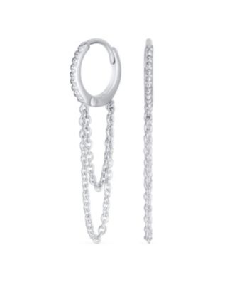 Bling Jewelry Trendy Dainty CZ Hoop Earrings with Pave Accent and ...