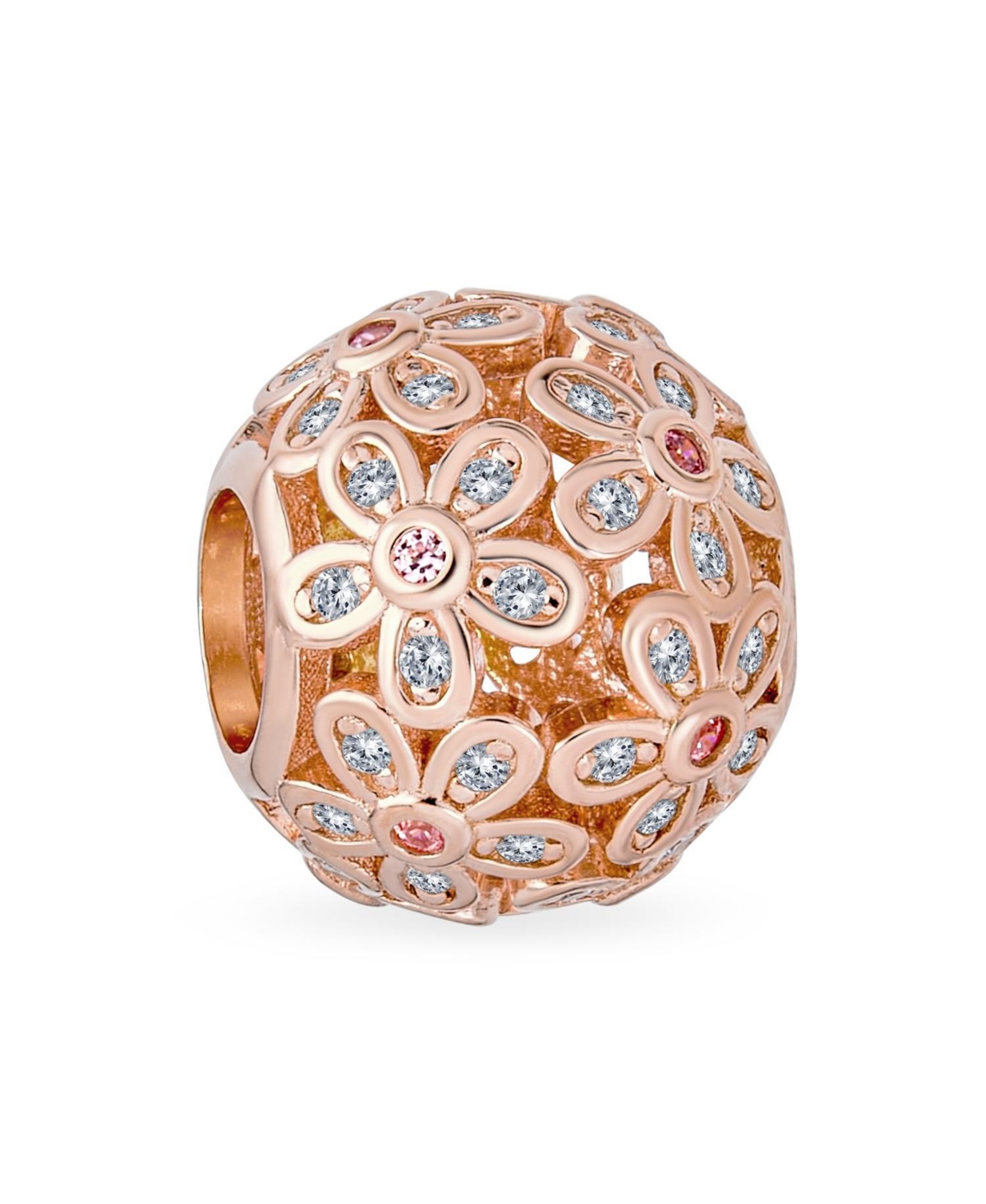 Click here for Bling Jewelry Floral Cz Bouquet Charm Bead in Rose... prices
