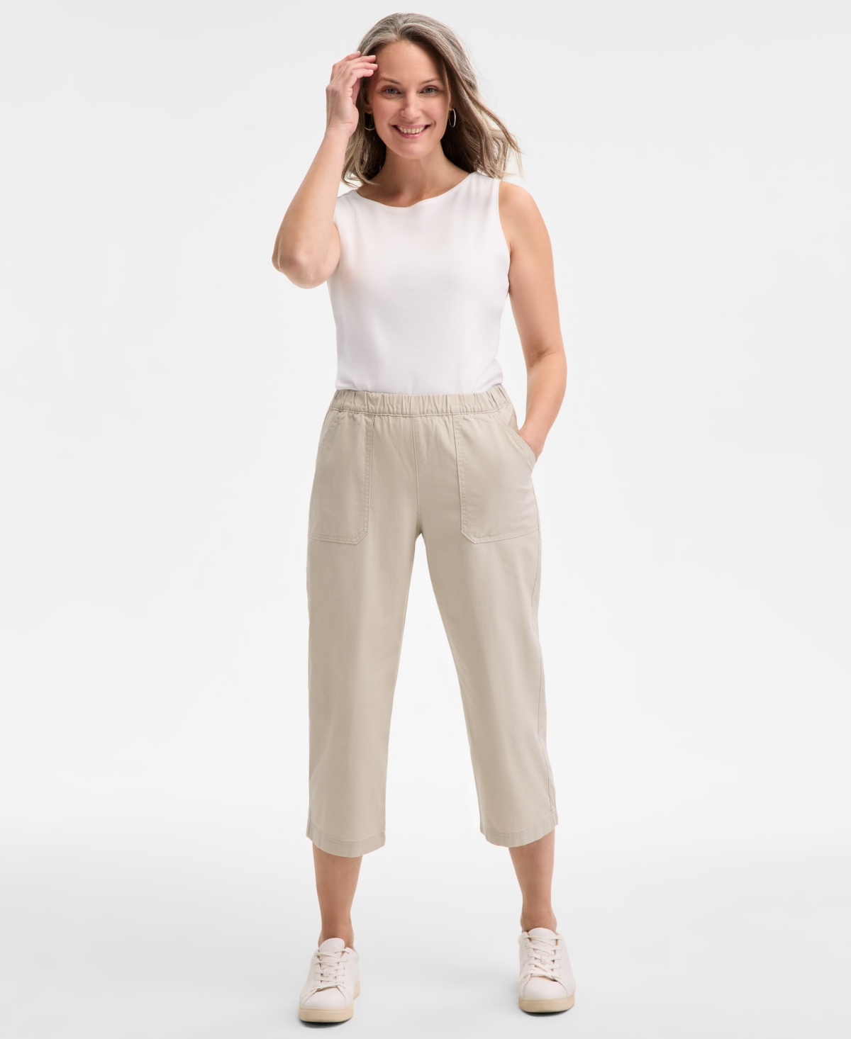 Click here for Style & Co Womens Petite Mid-Rise Pull-On Capri Pa... prices