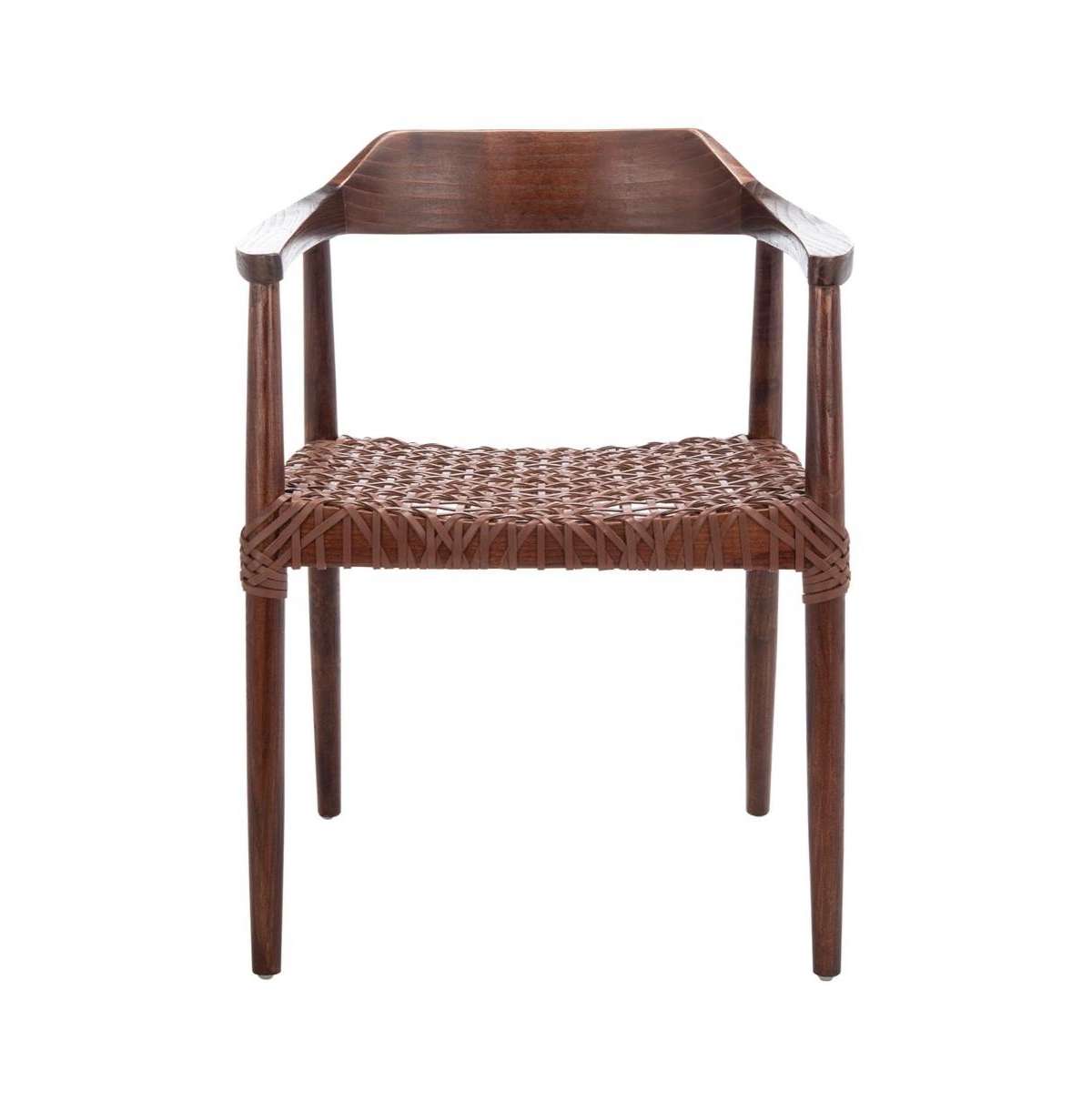 Click here for Munro Leather Woven Accent Chair - Walnut / cognac prices