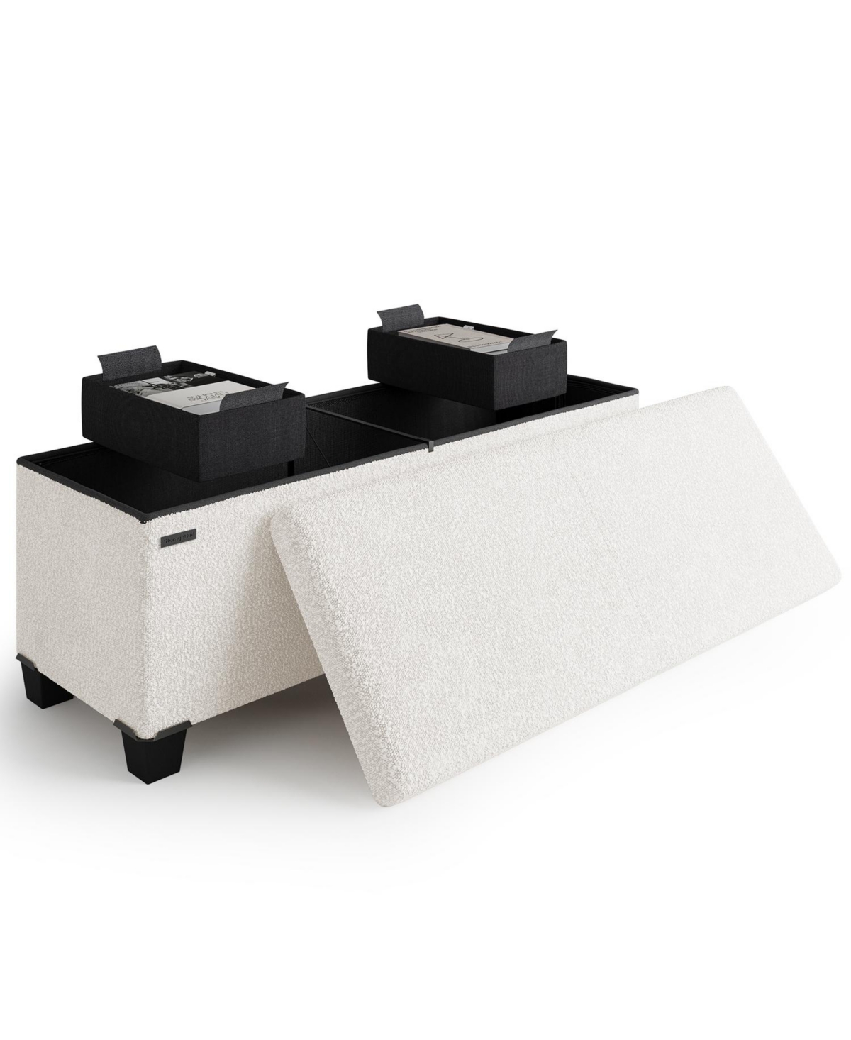 Click here for Rectangular Boucle Ottoman Storage Bench –... prices