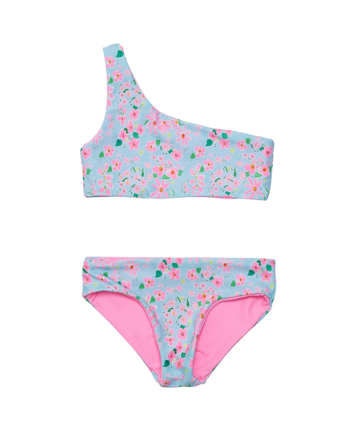 Click here for Daisy Chain One Shoulder Reversible Bikini - Blue prices