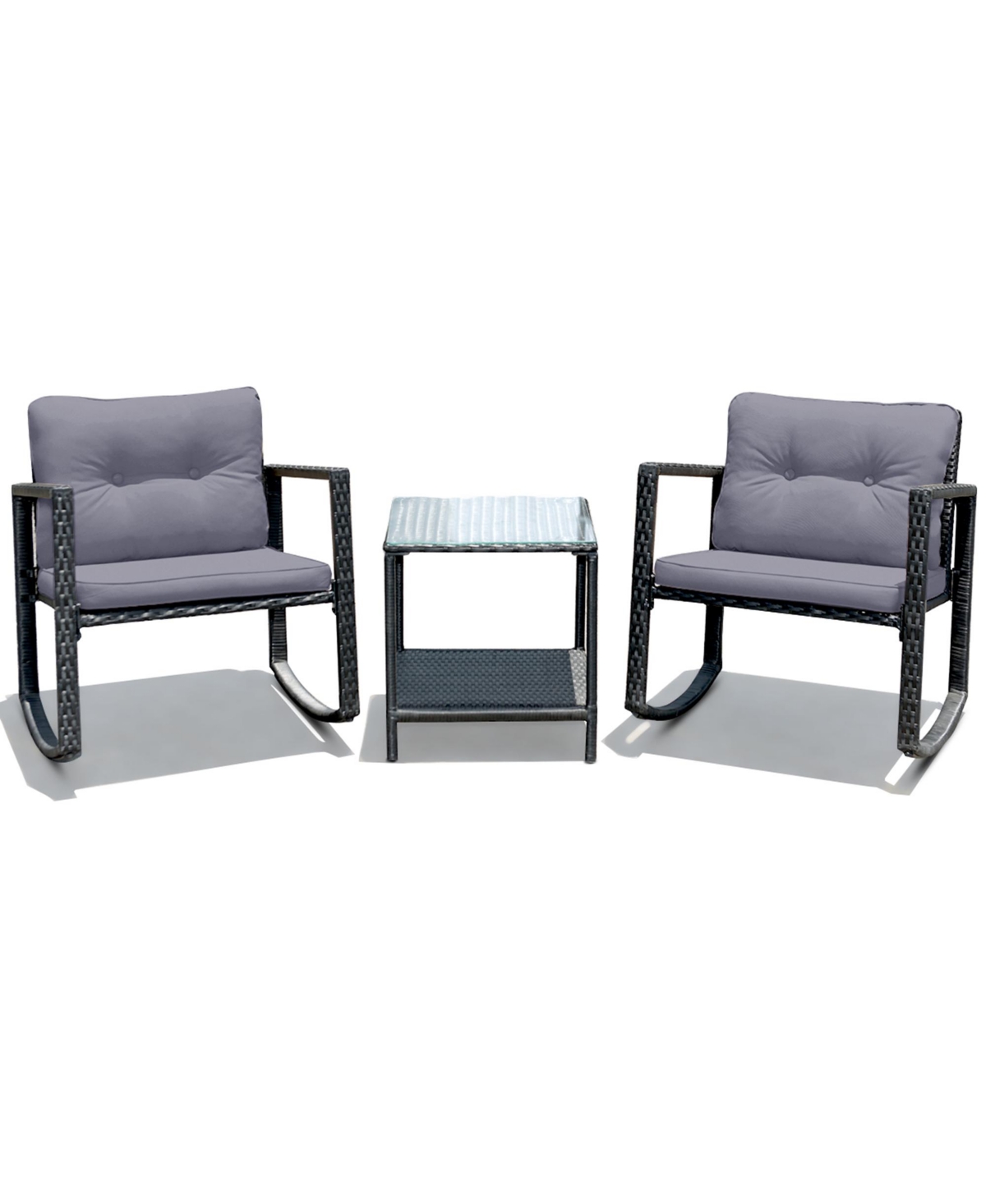 Click here for Gymax 3PCS Rattan Rocking Chair Table Set Patio Fu... prices