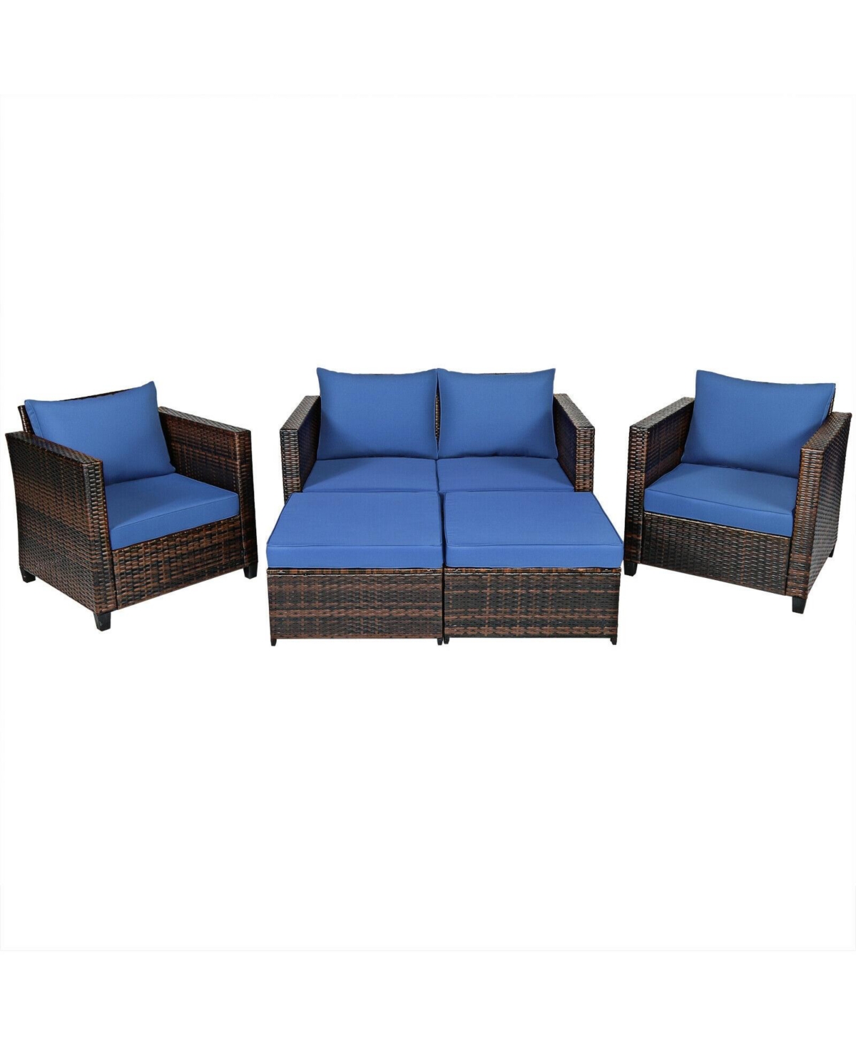 Click here for 5 Pieces Patio Cushioned Rattan Furniture Set - Na... prices