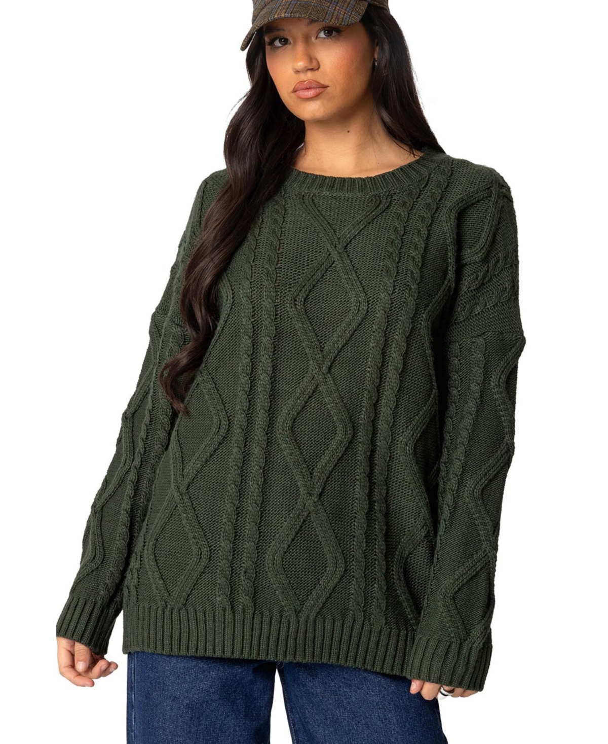 Click here for Edikted Womens Kennedy oversized cable knit sweate... prices