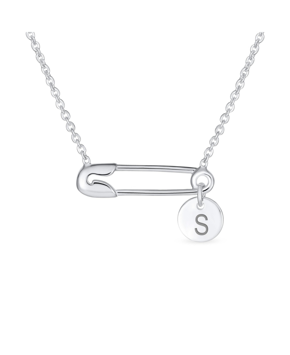Click here for Bling Jewelry Safety Pin Initial Pendant Necklace... prices