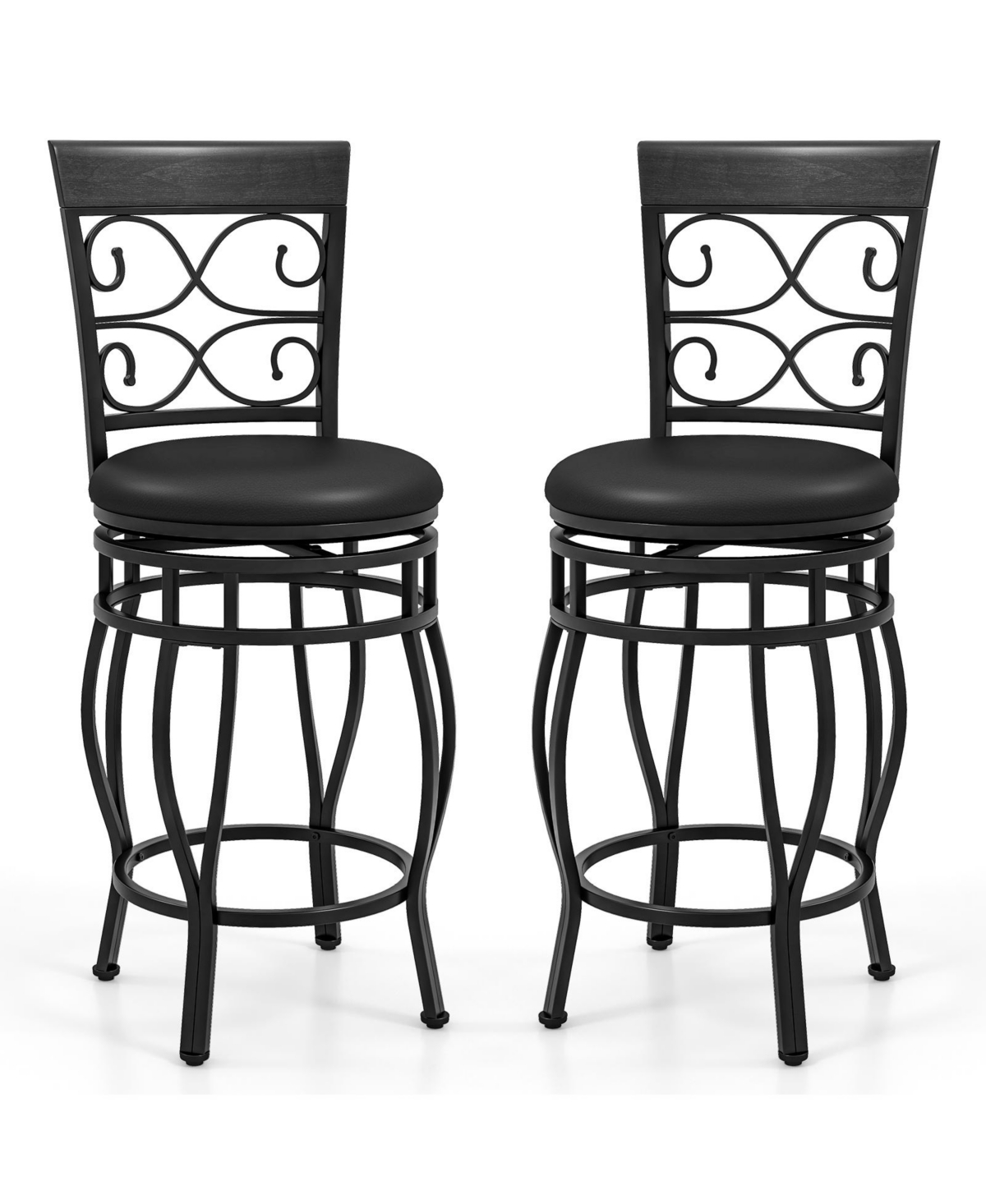 Click here for Set of 2 Bar Stools with Backrest and Footrest for... prices