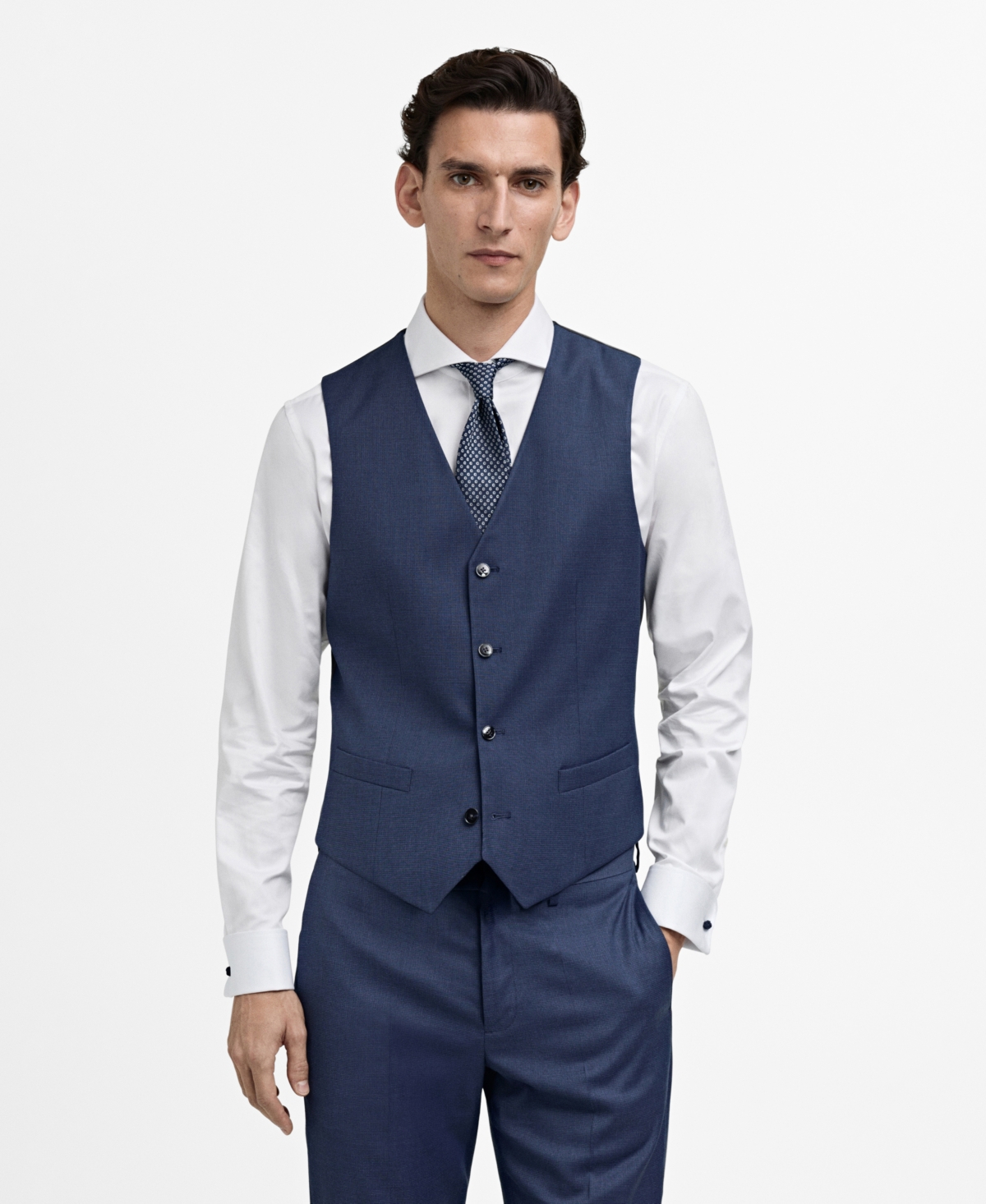 Click here for Mango Mens Slim-Fit Suit Vest - Ink Blue prices