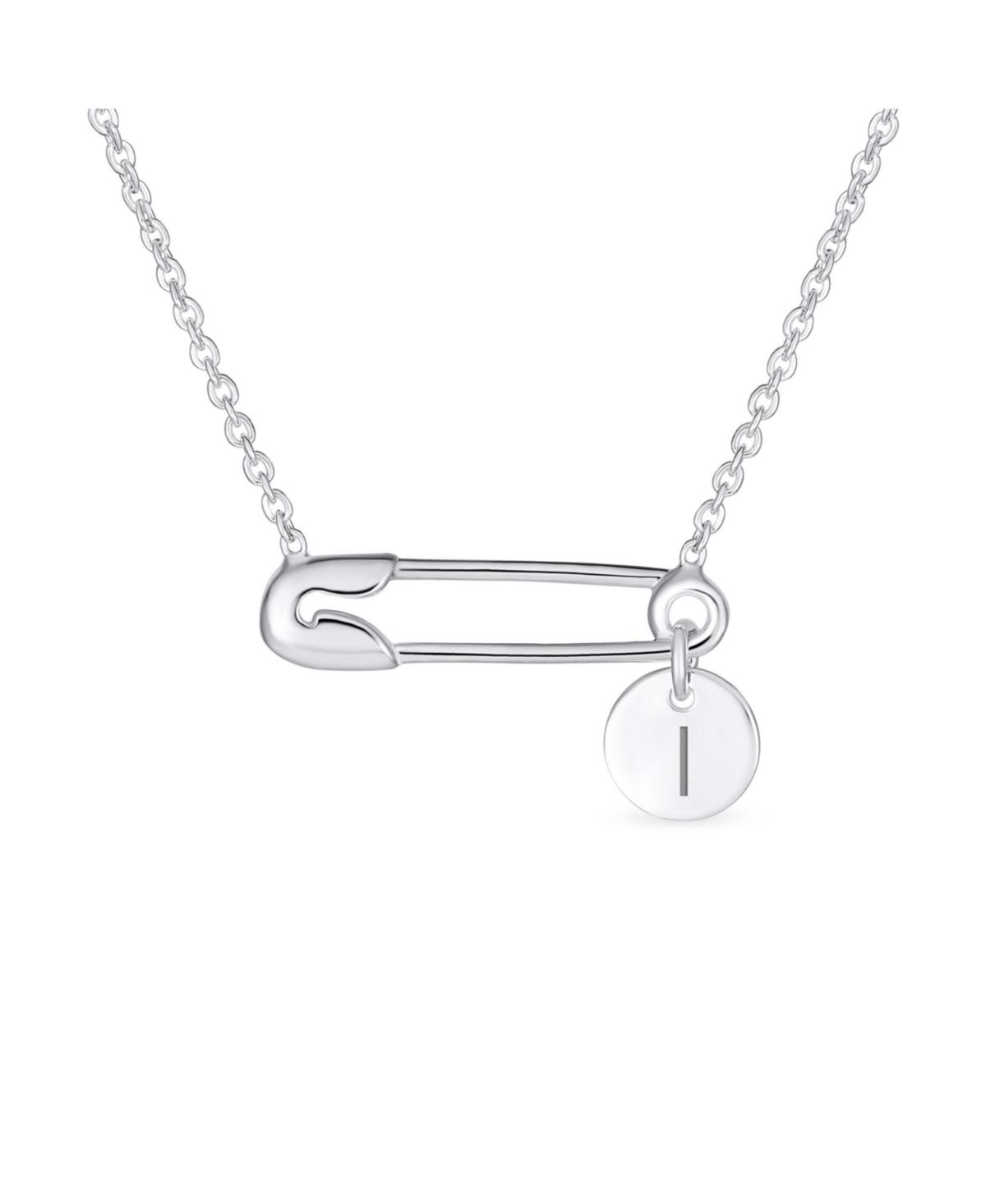 Click here for Bling Jewelry Safety Pin Initial Pendant Necklace... prices