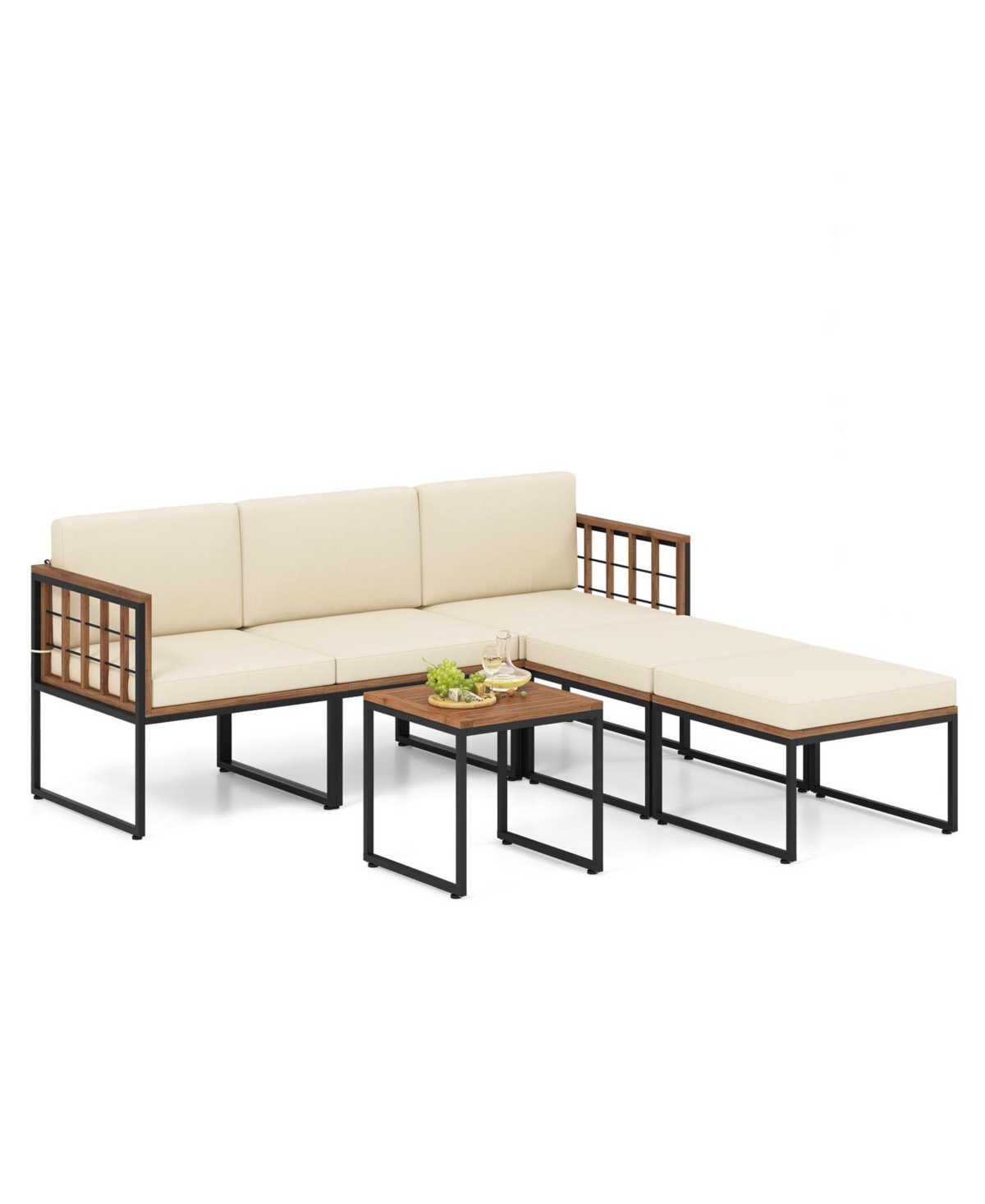 Click here for 6 Pieces Acacia Wood Patio Furniture Set with Coff... prices
