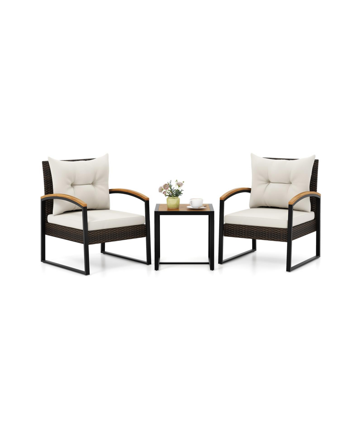 Click here for 3 Piece Patio Conversation Set with Solid Acacia W... prices