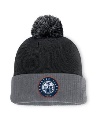 Fanatics Men's Black Edmonton Oilers Cuffed Knit Hat with Pom - Macy's