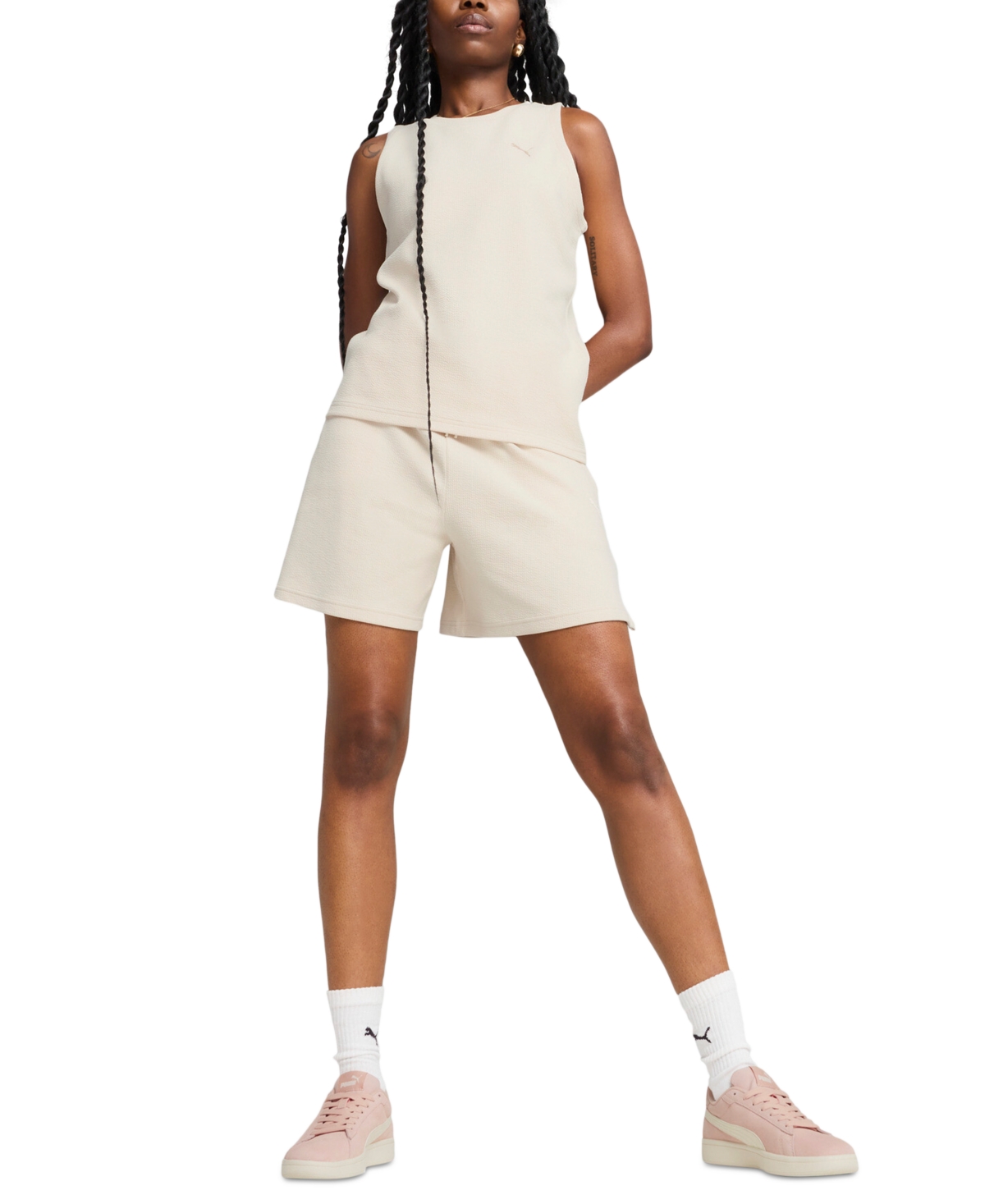 Click here for Puma Womens Her Logo High-Rise 5 Pull-On Shorts -... prices