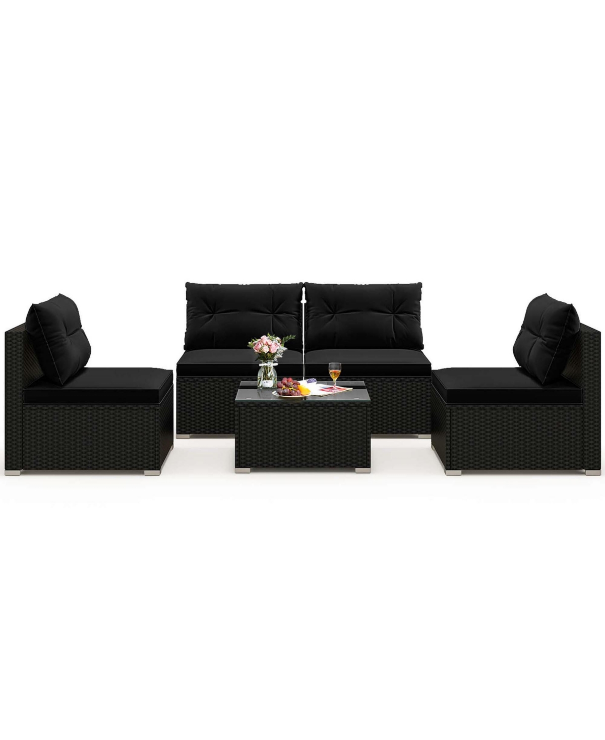 Click here for Gymax 5 Pcs Patio Furniture Set w/ Seat & Back Cus... prices