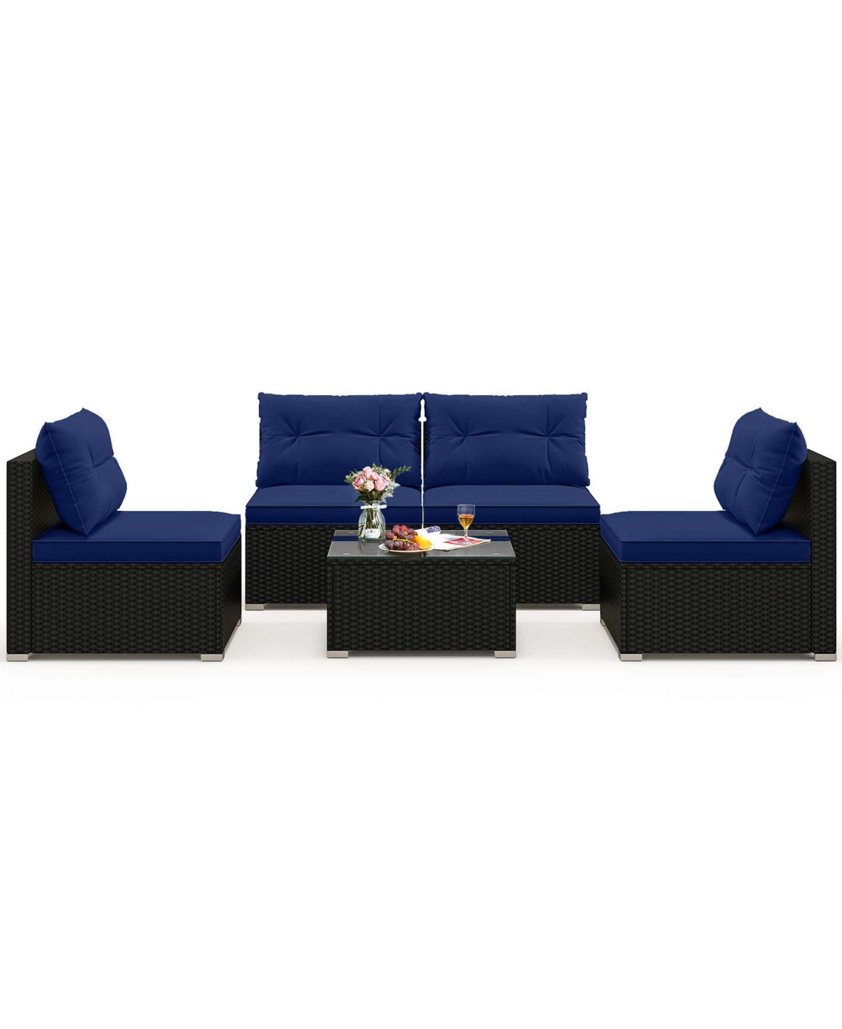 Click here for Gymax 5 Pcs Patio Furniture Set w/ Seat & Back Cus... prices