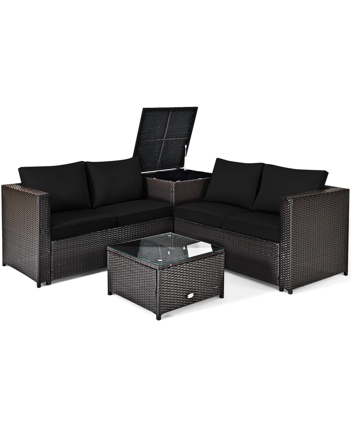 Click here for 4 Pieces Outdoor Patio Rattan Furniture Set with L... prices