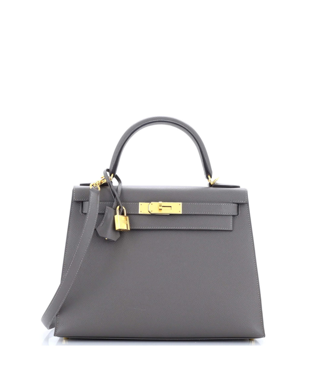 Click here for Pre-Owned HERMES Kelly 28 Handbag Grey Epsom with... prices