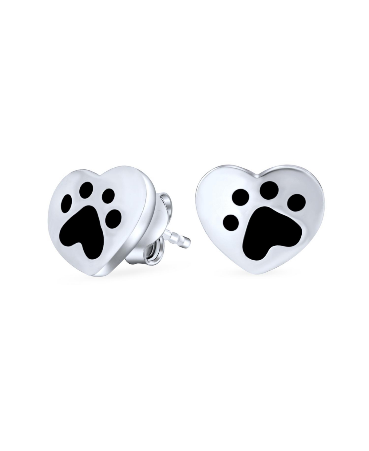 Click here for Bling Jewelry Black Enamel Heart Paw Print Stud Ea... prices