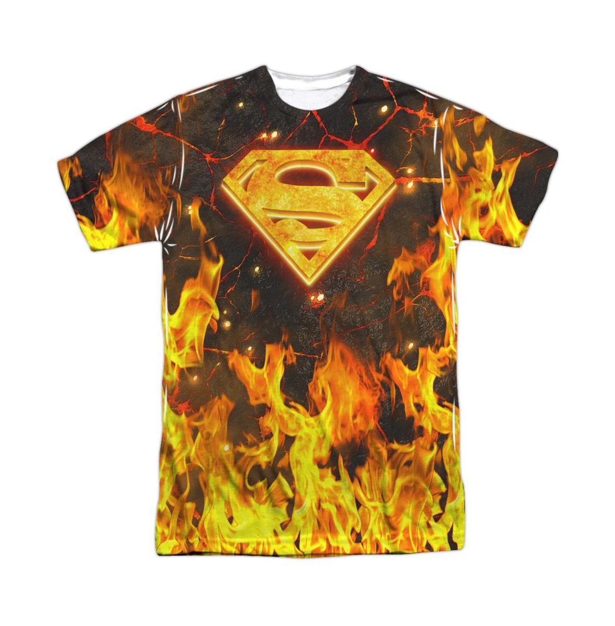 Click here for Superman Mens Fire Logo Short Sleeve Adult Poly Cr... prices