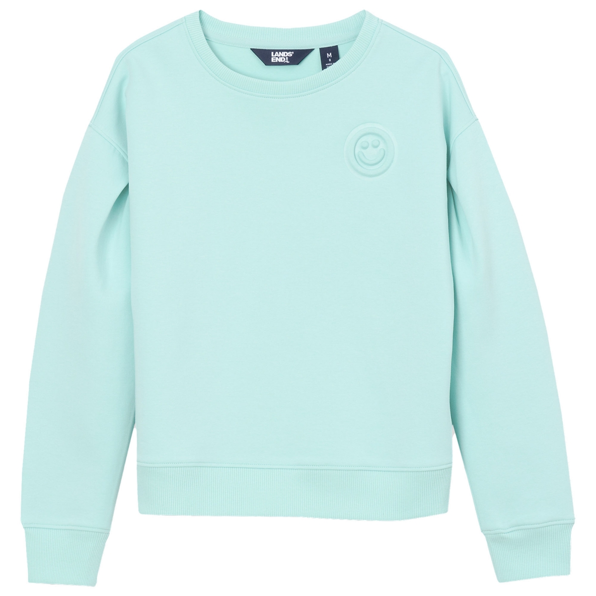 Click here for Lands End Girls Knit Crewneck Sweatshirt - Aruba b... prices