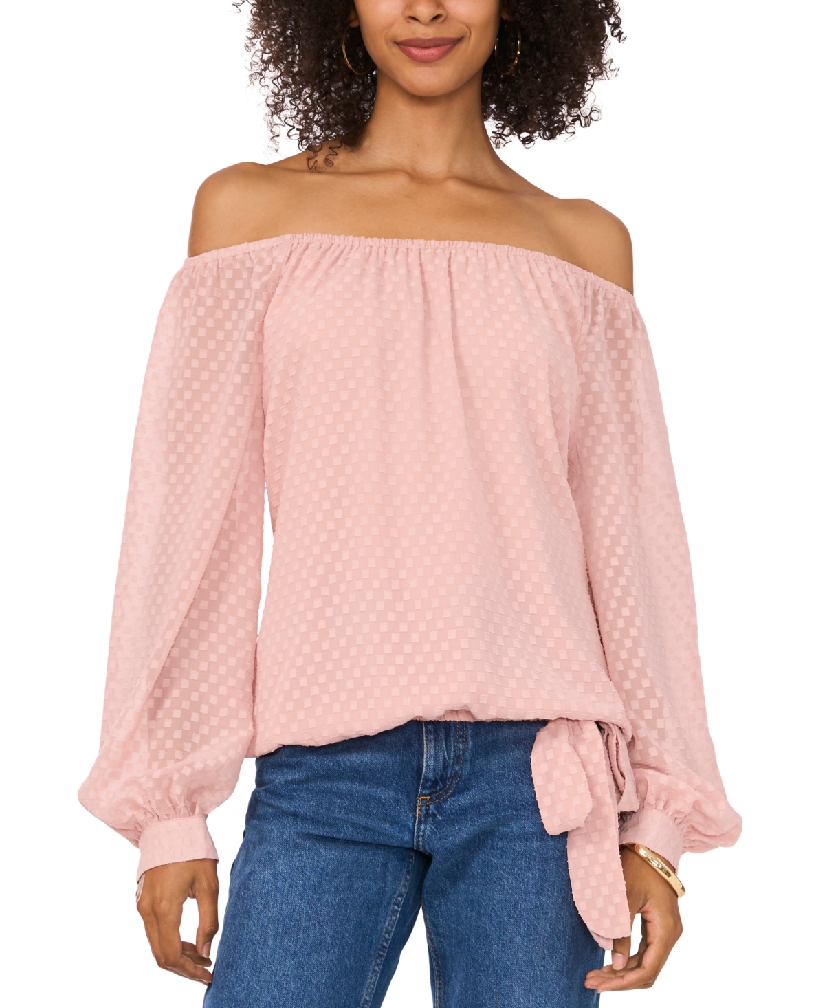 Click here for Vince Camuto Womens Textured Off-The-Shoulder Long... prices