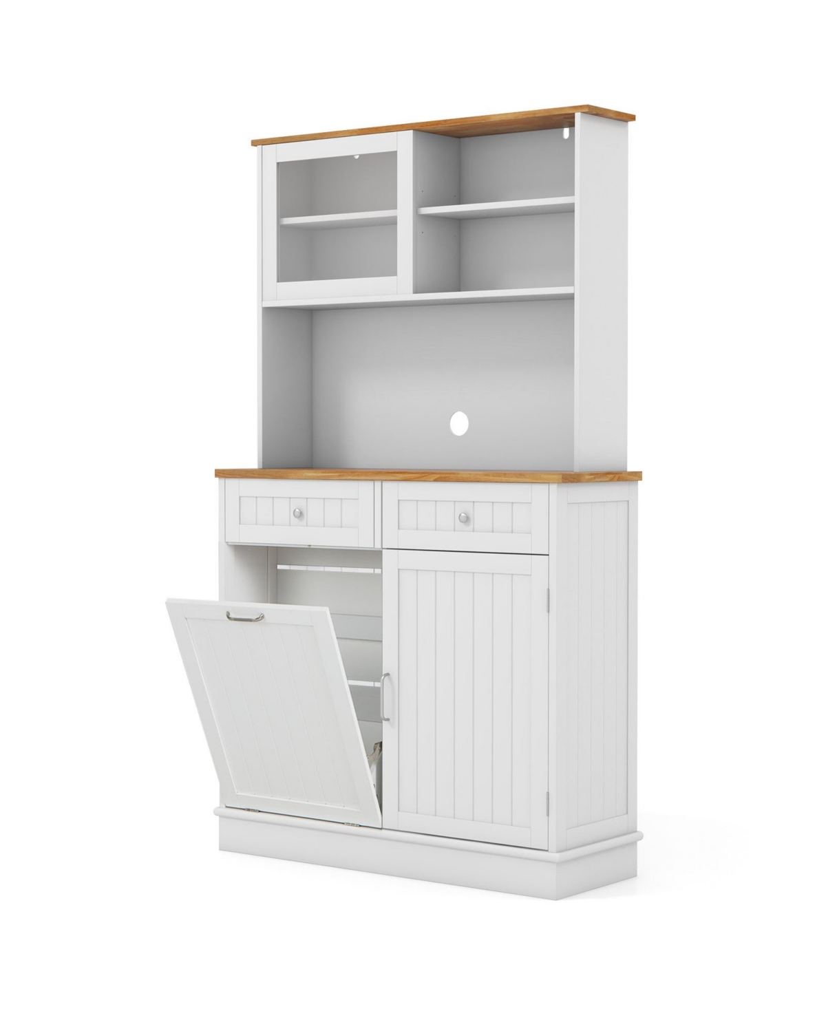 Click here for Double Tilt Out Trash Cabinet with Hutch and Rubbe... prices