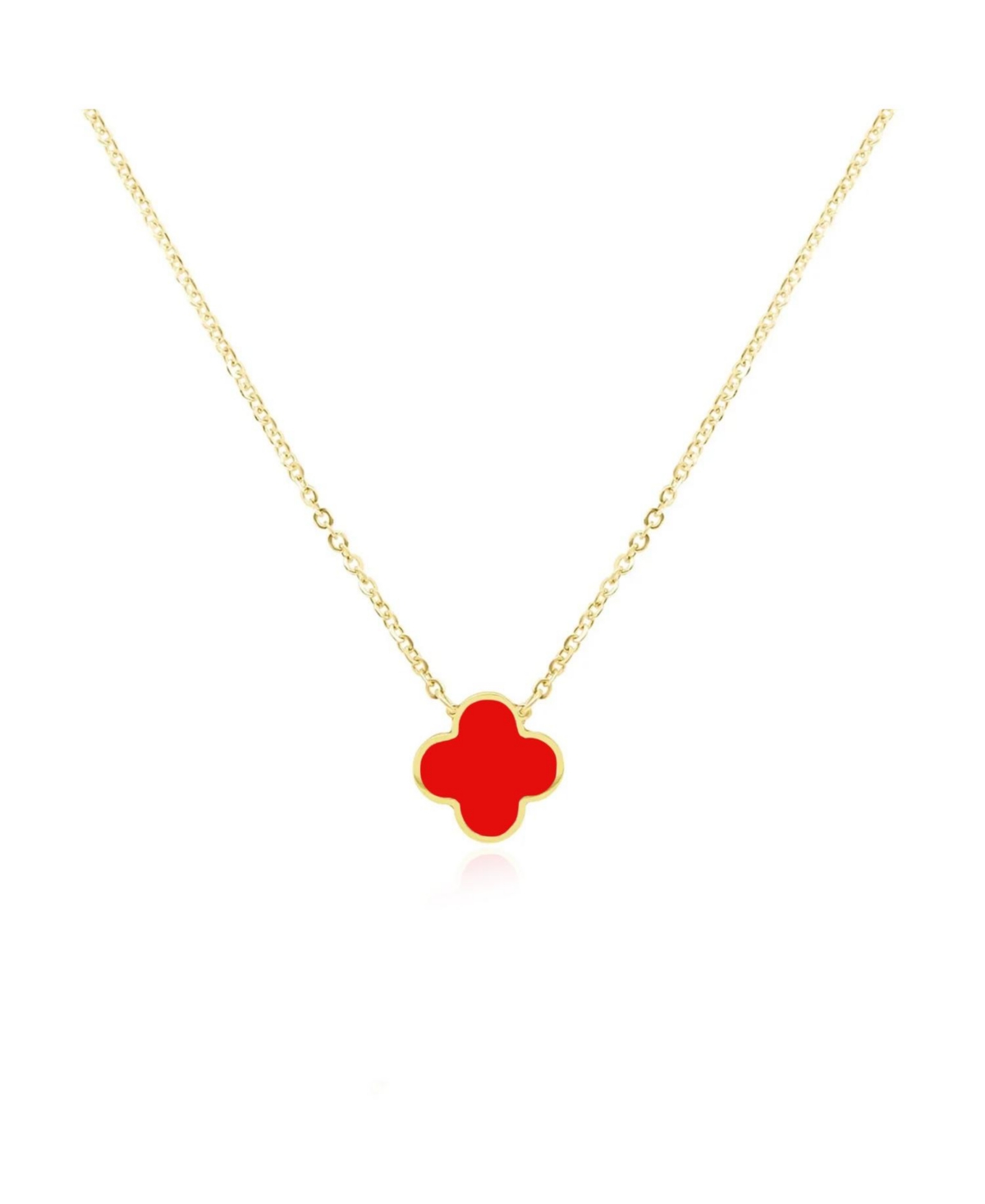 Click here for The Lovery Small Coral Single Clover Necklace 14K... prices