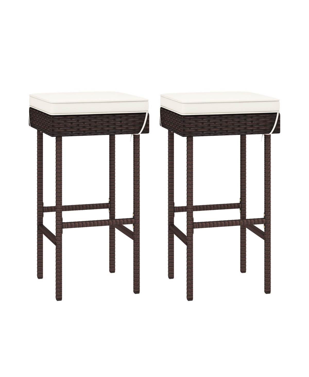 Click here for Patio Rattan Barstools Set of 2 with Footrest and... prices